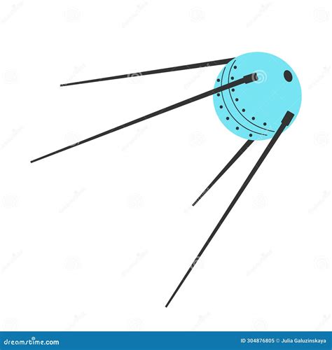 Space Orbital Round Satellite First Artificial Satellite Sputnik Stock Vector Illustration