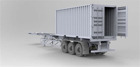 【工程机械】trailer 45ft 45英尺集装箱拖车3d数模图纸 Step格式科普通用 仿真秀干货文章