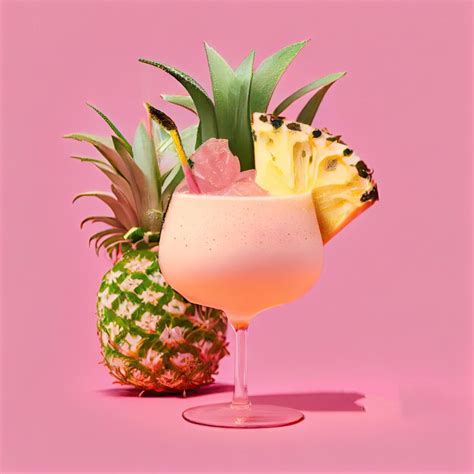 Premium Photo Ananas Margarita Cocktail On Pink Background Pineapple