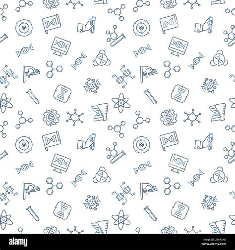 Genetics Concept Vector Creative Seamless Pattern Or Background In Thin