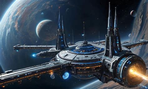 Futuristic Space Station Orbital Craft Premium Ai Generated Image