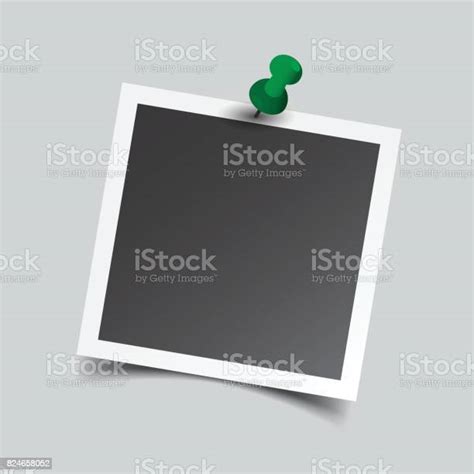 사진 프레임 핀 회색 배경에 고립입니다 당신의 사진 및 그림 벡터 일러스트 레이 션 즉석카메라에 대한 스톡 벡터 아트 및 기타