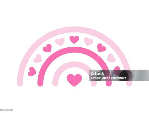 하트가 있는 무지개 보헤미안 스타일의 귀여운 레인보우 발렌타인 데이 카드에 핑크 레인보우 어린이 포스터 인쇄물 카드 패브릭에