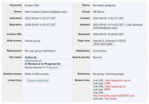 Kb Users Guide Documents Tab Identifying Broken Hyperlinks On Your