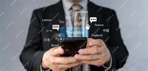 Premium Photo Language Translate App A Person Holds Smartphone Displaying An Ai Powered