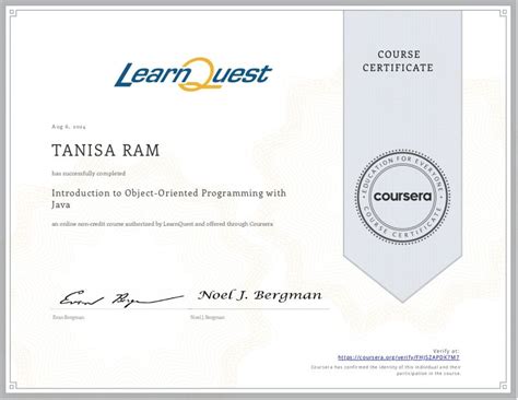 Tanisa Ram On Linkedin Java Objectorientedprogramming Coursera