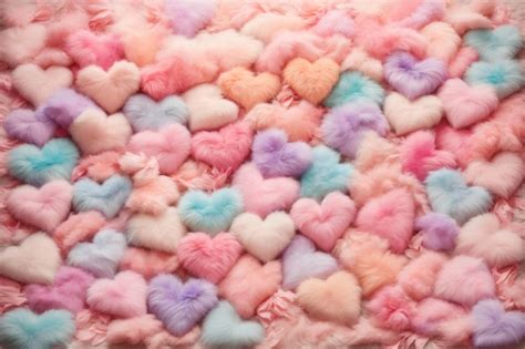 Premium Ai Image Pastel Fluffy Heart Wallpaper Fluffy Heart Texture