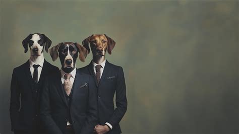 Pessoas elegantemente vestidas cabeças de cachorro em um fundo