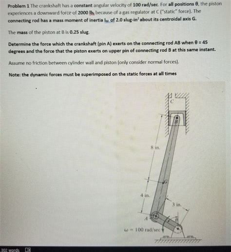solved problem 1 the crankshaft has a constant angular