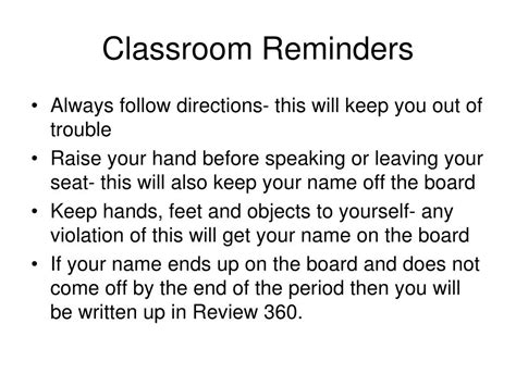 Ppt Classroom Reminders Powerpoint Presentation Free Download Id