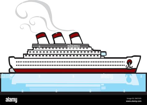 Ocean Liner On Still Water With Light Reflection Stock Vector Image