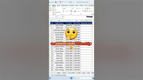 Shortest Way To Calculate Working Hours In Excel 😱 Excel Exceltips