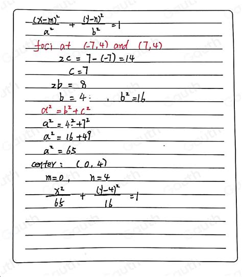 Solved 6 Write The Equation Of The Ellipse With A Minor Axis Length