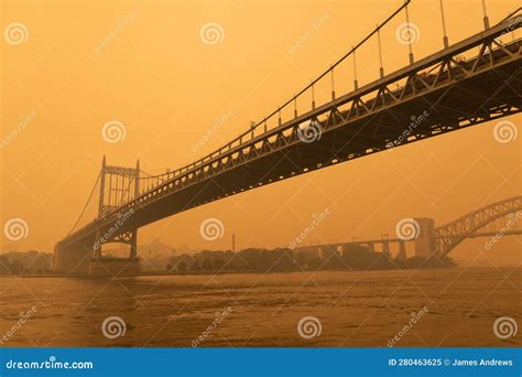 The Triborough Bridge Along The East River In New York City With