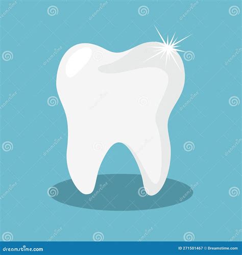 Healthy White Tooth Icon On Blue Background Stock Vector Illustration