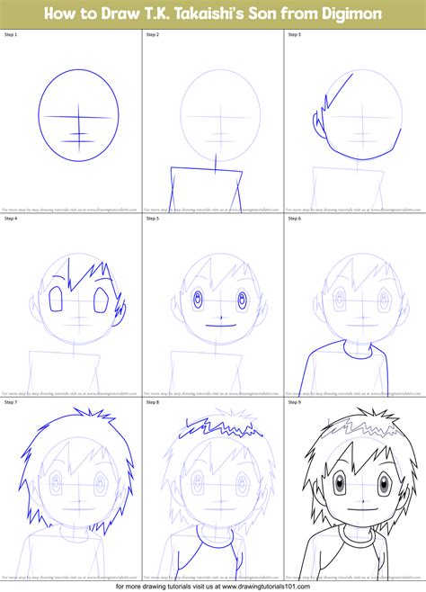 How To Draw T K Takaishis Son From Digimon Digimon Step By Step