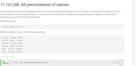 Solved 1110 Lab All Permutations Of Names Write A Program