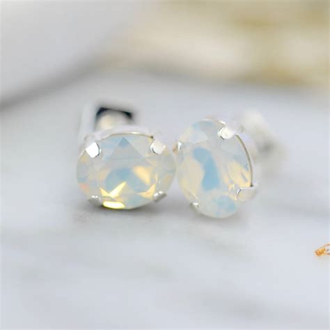 Small Oval Earrings Made With Swarovski Crystals By Iscah And Mimi