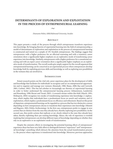 Pdf Determinants Of Exploration And Exploitation In The Process Of