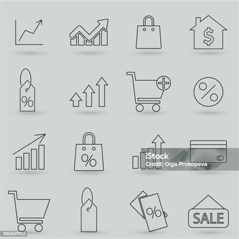 Ikon Garis Penjualan Diatur Desain Kerangka Pertumbuhan Uang Grafik
