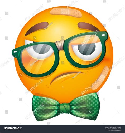 Nerd Emoji Bow Tie On White Stock Vector Royalty Free 2513140045