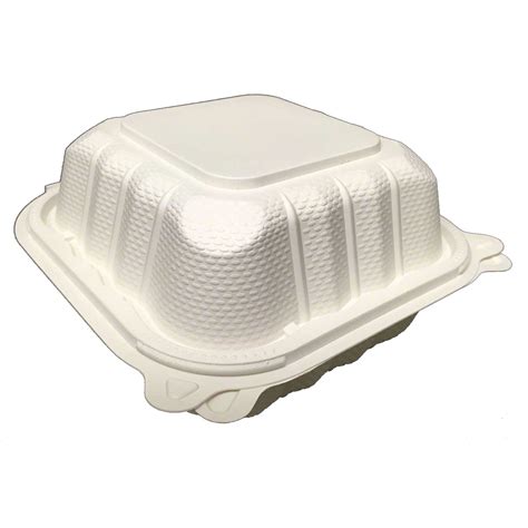 Ecopax Pebble Box 1 Compartment PP Hinge Container 6 X 6 X 3 25