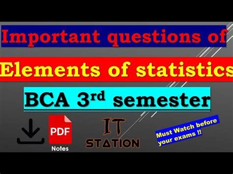Elements of Statistics important questions for exam || BCA 3rd sem 2025 ...