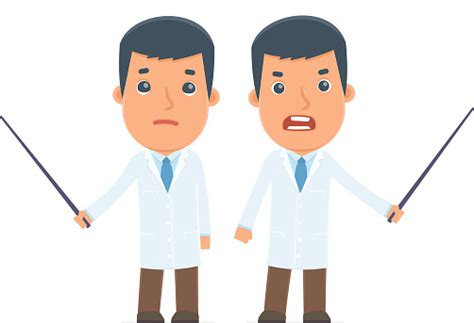 Angry 및 슬프다 문자 의사 결정 사용하여 프레젠테이션 포인터 건강관리와 의술에 대한 스톡 벡터 아트 및 기타 이미지