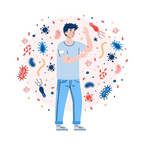 Premium Vector Man With Weak Immune System Not Protected From Attacks