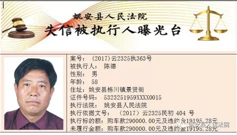 楚雄姚安一批失信被执行人被法院实名曝光不得高档消费