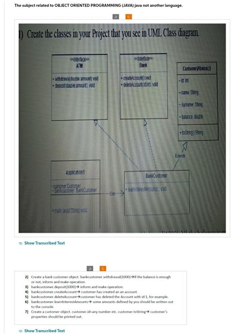 Solved The Subject Related To Object Oriented Programming Chegg