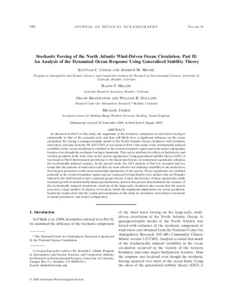 Pdf Stochastic Forcing Of The North Atlantic Wind Driven Ocean Circulation Ralph Milliff