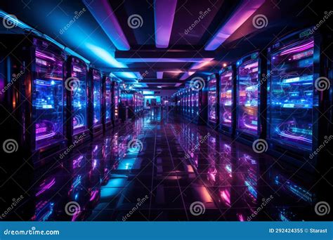 Server Racks In Computer Network Security Server Room Futuristic Data
