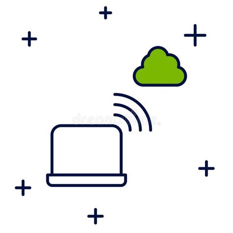 Filled Outline Network Cloud Connection Icon Isolated On White