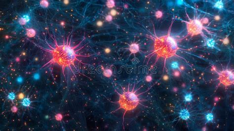 Intricate Neural Network Microscopic View Of Brain Cells And Connections Stock Illustration