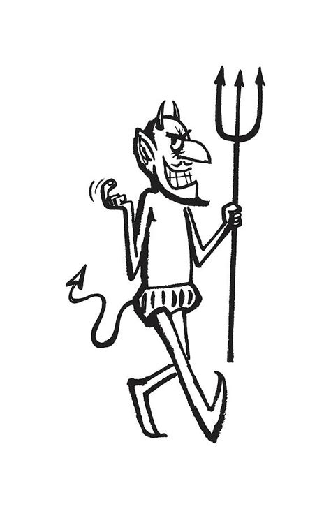 Illustration Of Devil With Pitchfork Drawing By Csa Images Fine Art