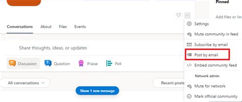 Yammer Remove Post With Email Option Microsoft Community