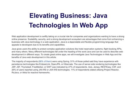 ppt elevating business java technologies in web app powerpoint