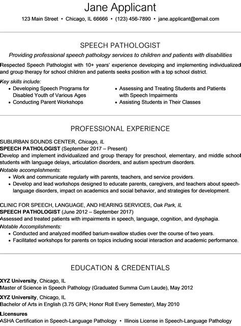 Slp Resume Templates