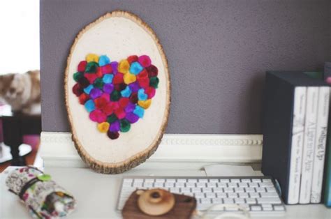 Diy Colorful Pompom Heart For Valetines Day Shelterness
