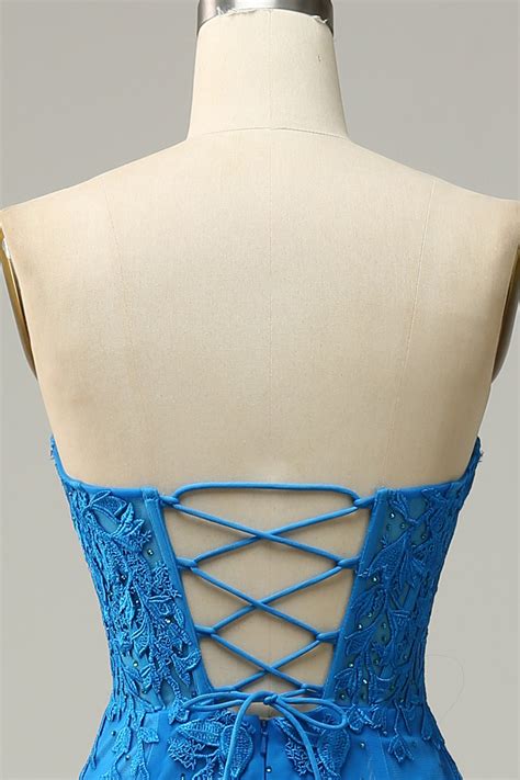 Zapakasa Women Mermaid Royal Blue Sweetheart Corset Back Prom Dress