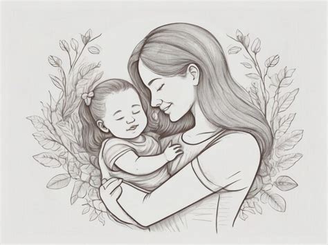 Premium Photo A Drawing Of A Woman Holding A Baby In Her Arms