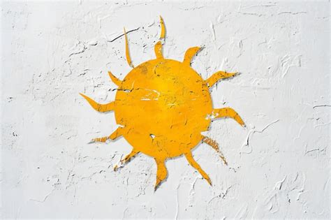 Premium Photo Sun Painted On A White Wall Bright Yellow Sun On A