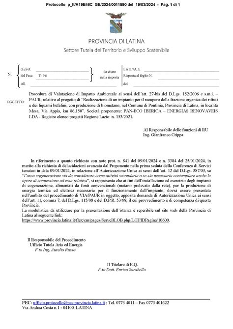 Pontinia Ecologia E Territorio Impianto A Biometano Ex Mira Lanza Mesa Di Pontinia La