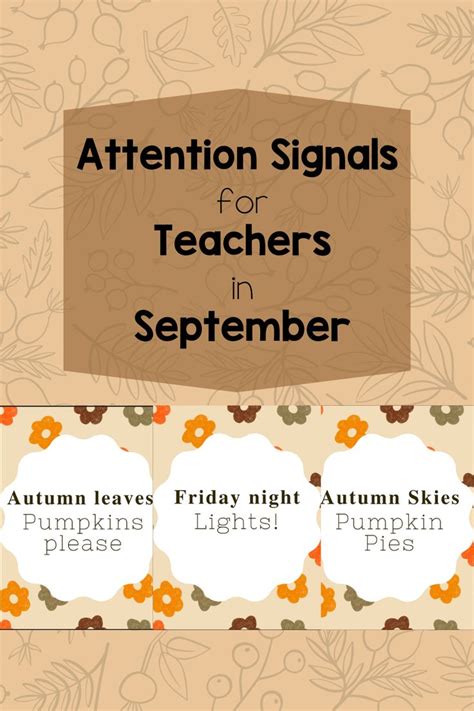 September Attention Signal Callback Posters Fall Classroom Activities