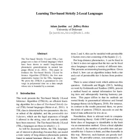 Learning Tier Based Strictly 2 Local Languages Acl Anthology