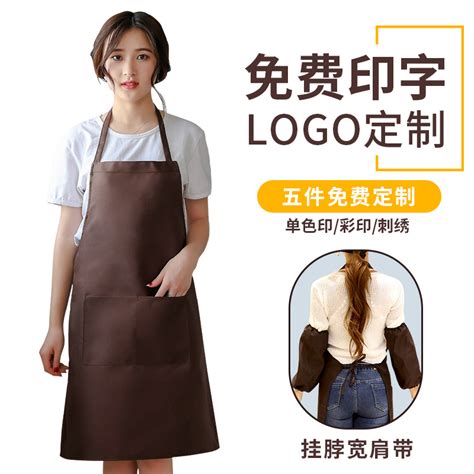 레스토랑 앞치마 사용자 정 로고 인쇄 여자용 작업복 안티 오일 방오 주방 밀크 티 숍 냄비 가게 광고 티몬