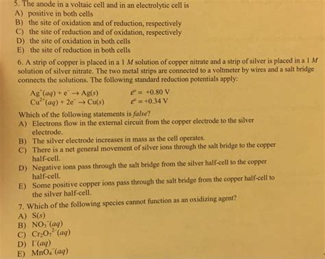Solved The Anode In A Voltaic Cell And In An Electrolytic
