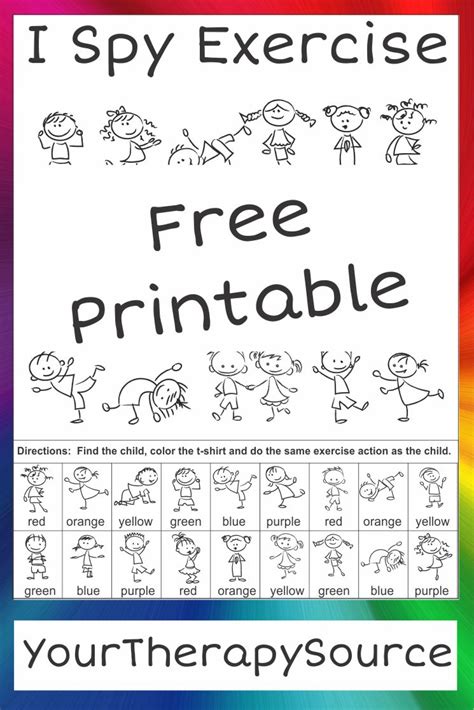 I Spy Exercise Movement And Visual Perceptual Activity Freebie Your