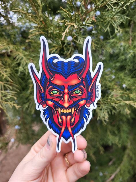 Devil Sticker Demon Sticker Satan Sticker Satanic Sticker Red Devil